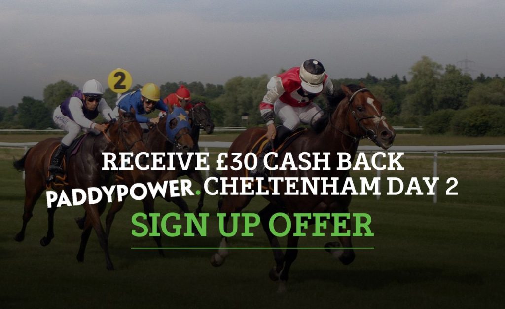 Paddy Power Cheltenham day 2: Bet £10 Get £40 Sign-Up Offer